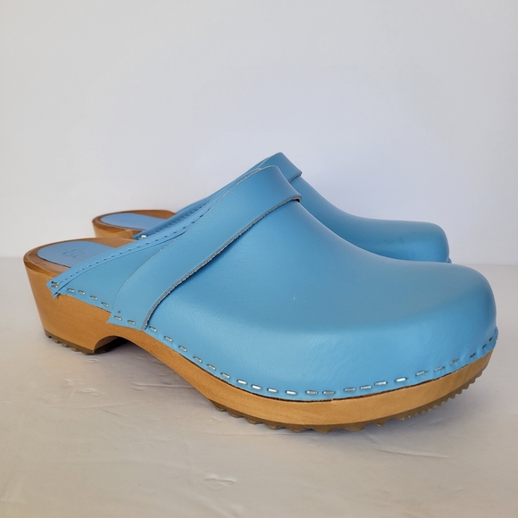 Bjork | Shoes | Bjork Maja Wood Clogs Sky Blue Sz 4 | Poshmark